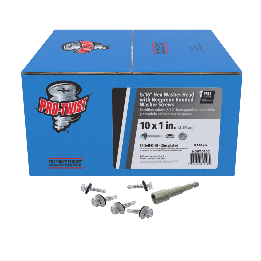Self-Drilling Hex Washer Head Screws with Neoprene Bonded Washer - Pro ...
